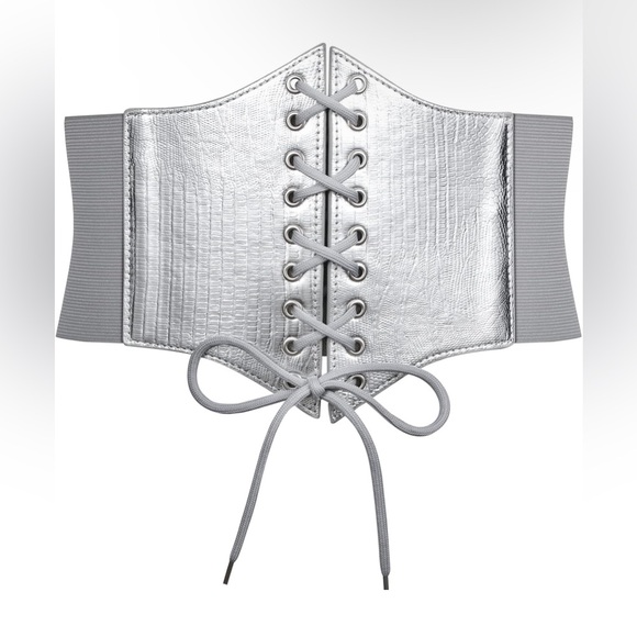 Accessories | Silver Elastic Lace Up Waist Belt | Poshmark